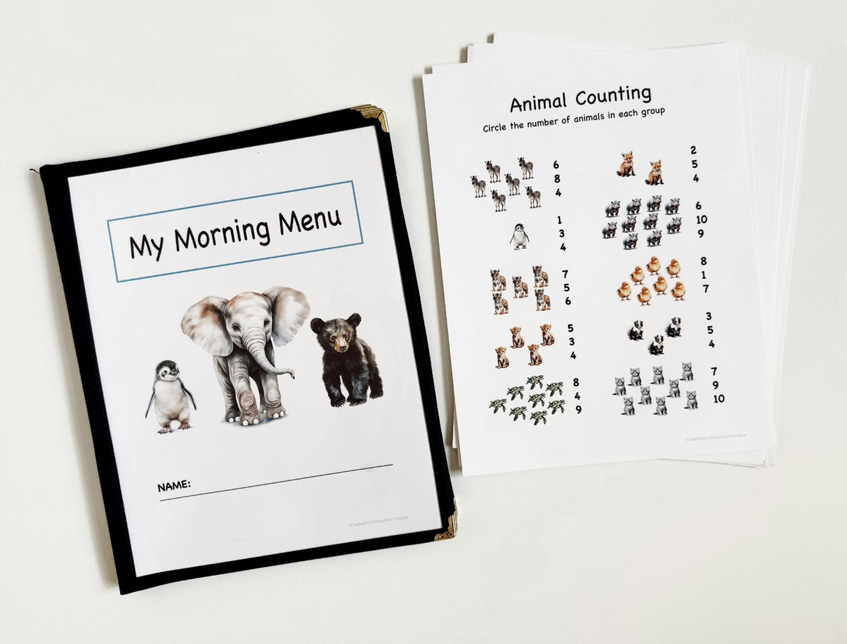 Personalized Morning Menu for preschoolers and kindergarteners includi ...