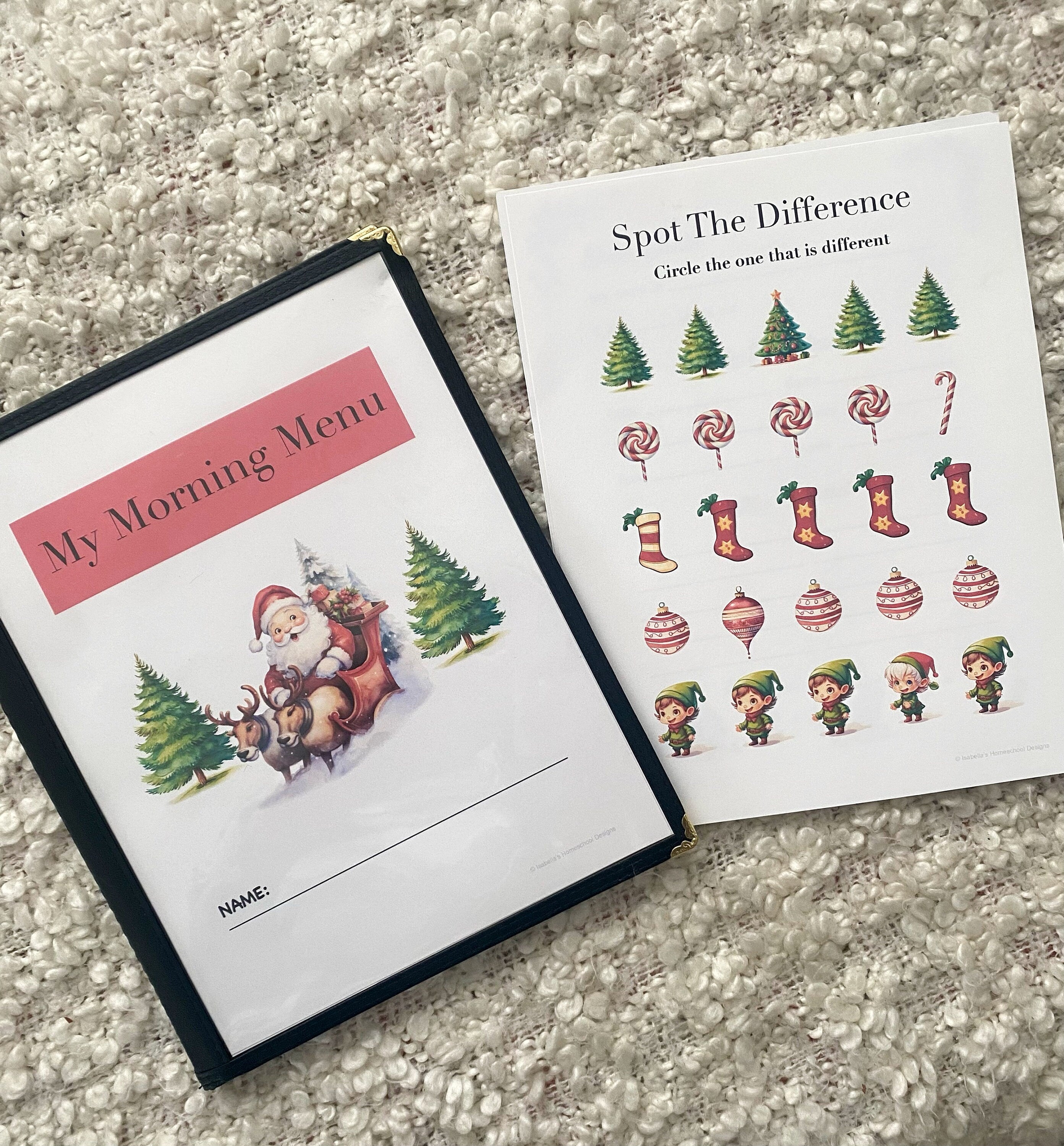 Christmas Morning Menu|Homeschool Morning Menu|Preschool Morning Menu ...
